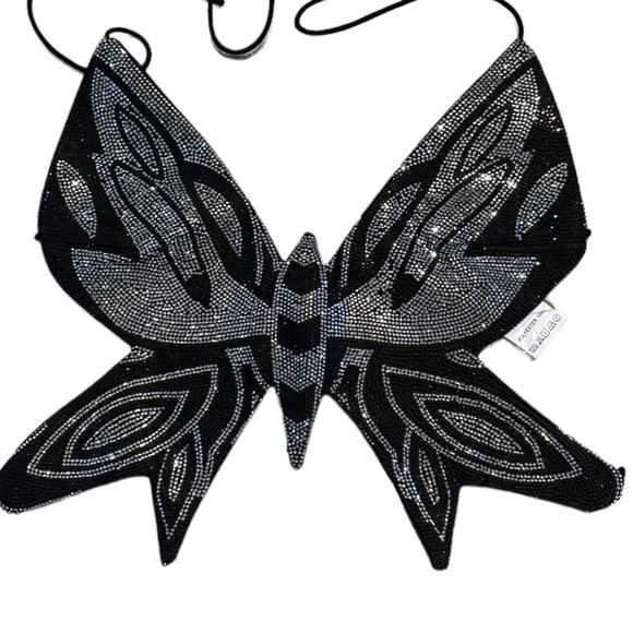 Tops | Black Sequin Butterfly Top | Poshmark